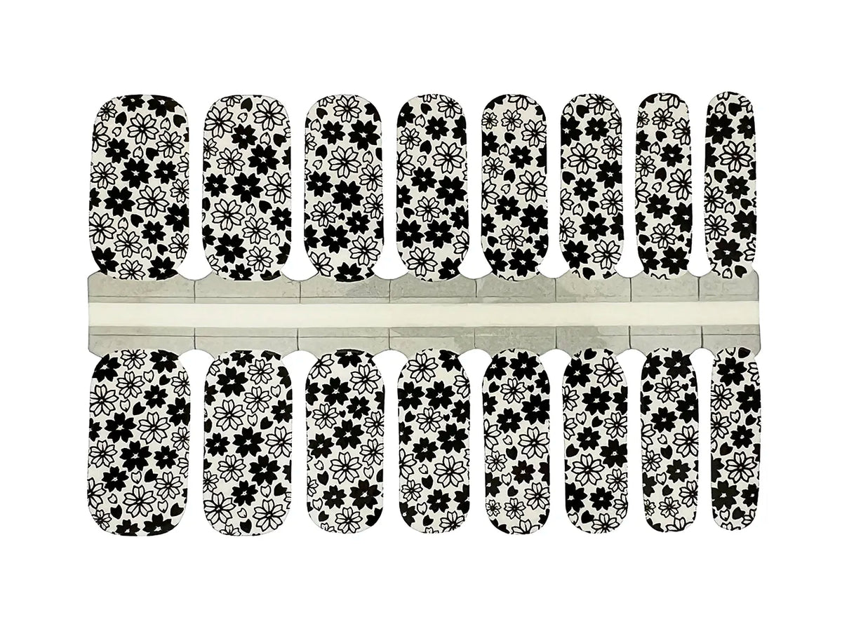Black Flowers Overlay - Nail Wrap Set