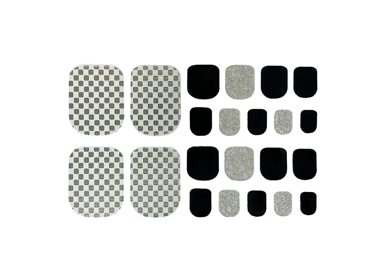Silver Checkerboard Clear Overlay with Silver Glitter and Black Solids
